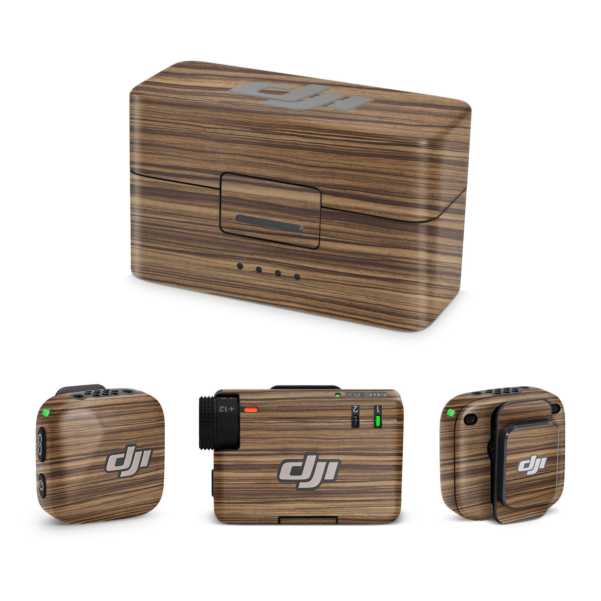 Dark Zebra Wood Skin For DJI Mic Mini (2024) — MightySkins