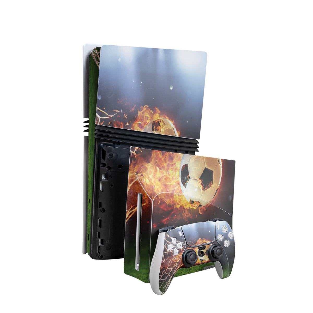 Flaming Soccer Ball Skin For Sony PlayStation 5 Pro Bundle + Disc Drive ...