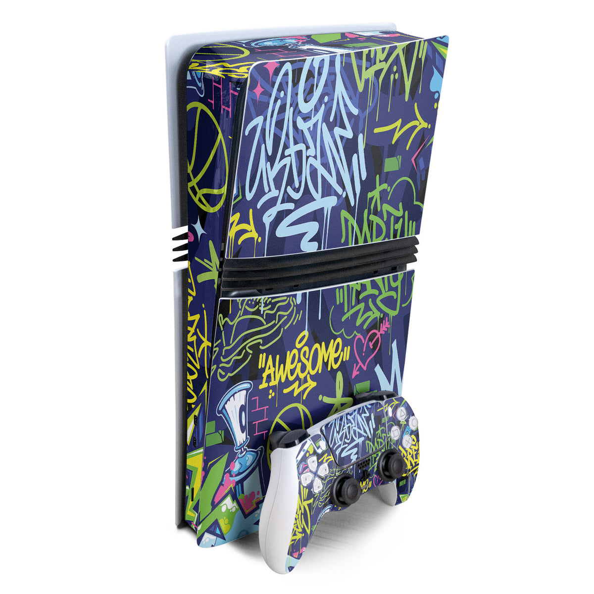 Neon Tags PS5 Pro Console Skin | MightySkins