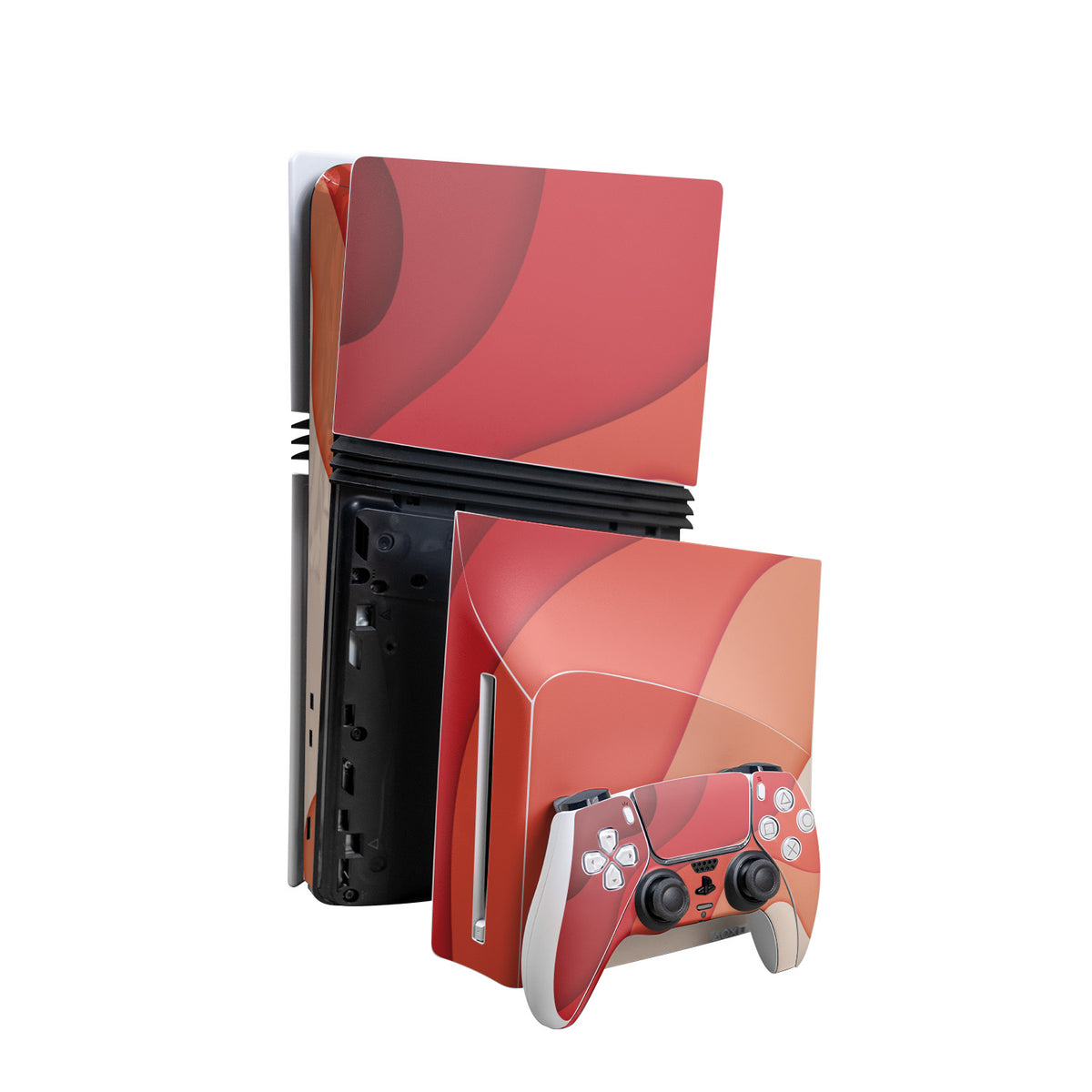 Papercraft Red Skin For Sony PlayStation 5 Pro Bundle + Disc Drive For ...