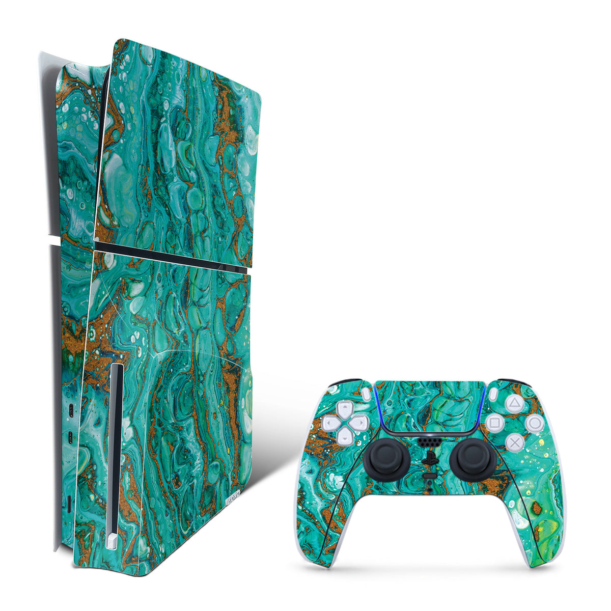 Turquoise Ripple Skin For Sony Playstation 5 Slim Bundle — MightySkins