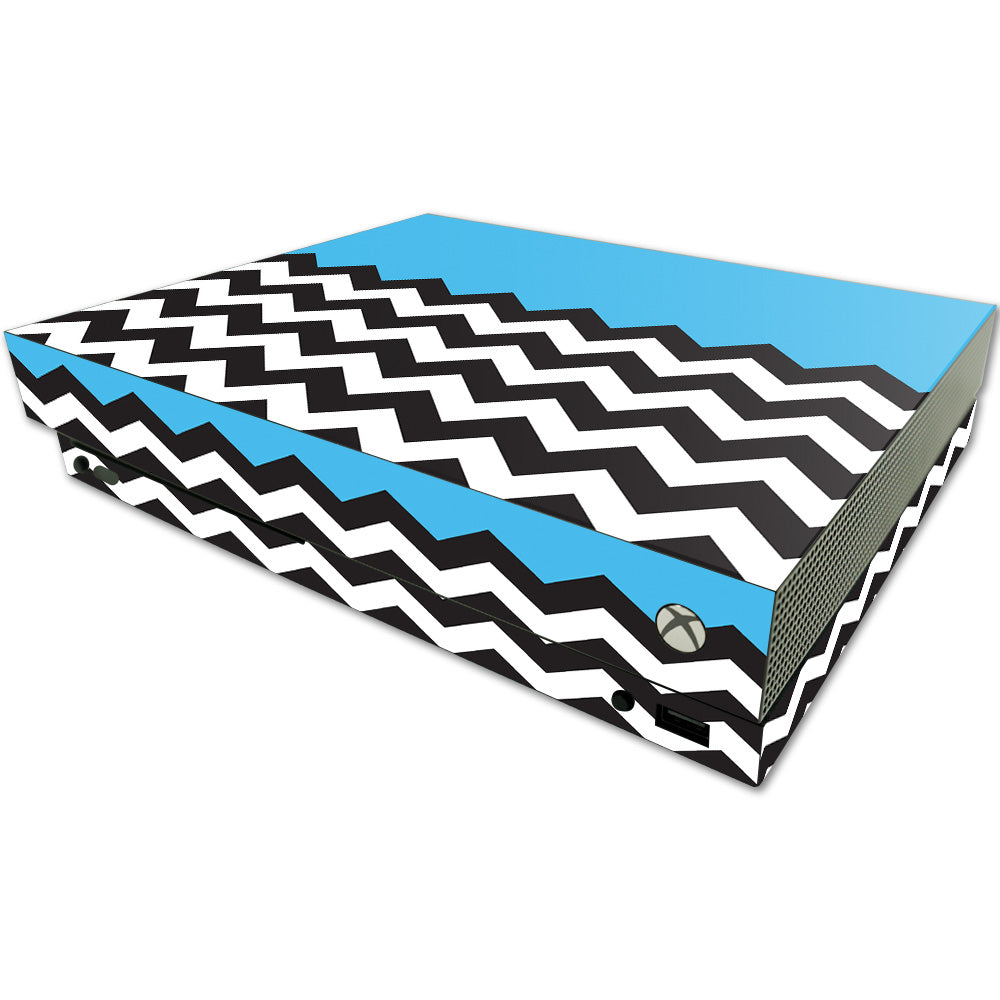 Baby Blue Chevron Skin For Microsoft One X Console Only — MightySkins