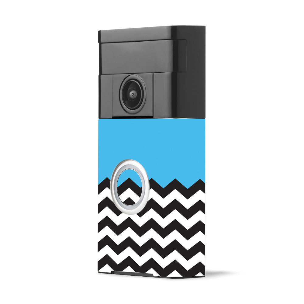 Baby Blue Chevron Skin For Ring Video Doorbell — MightySkins