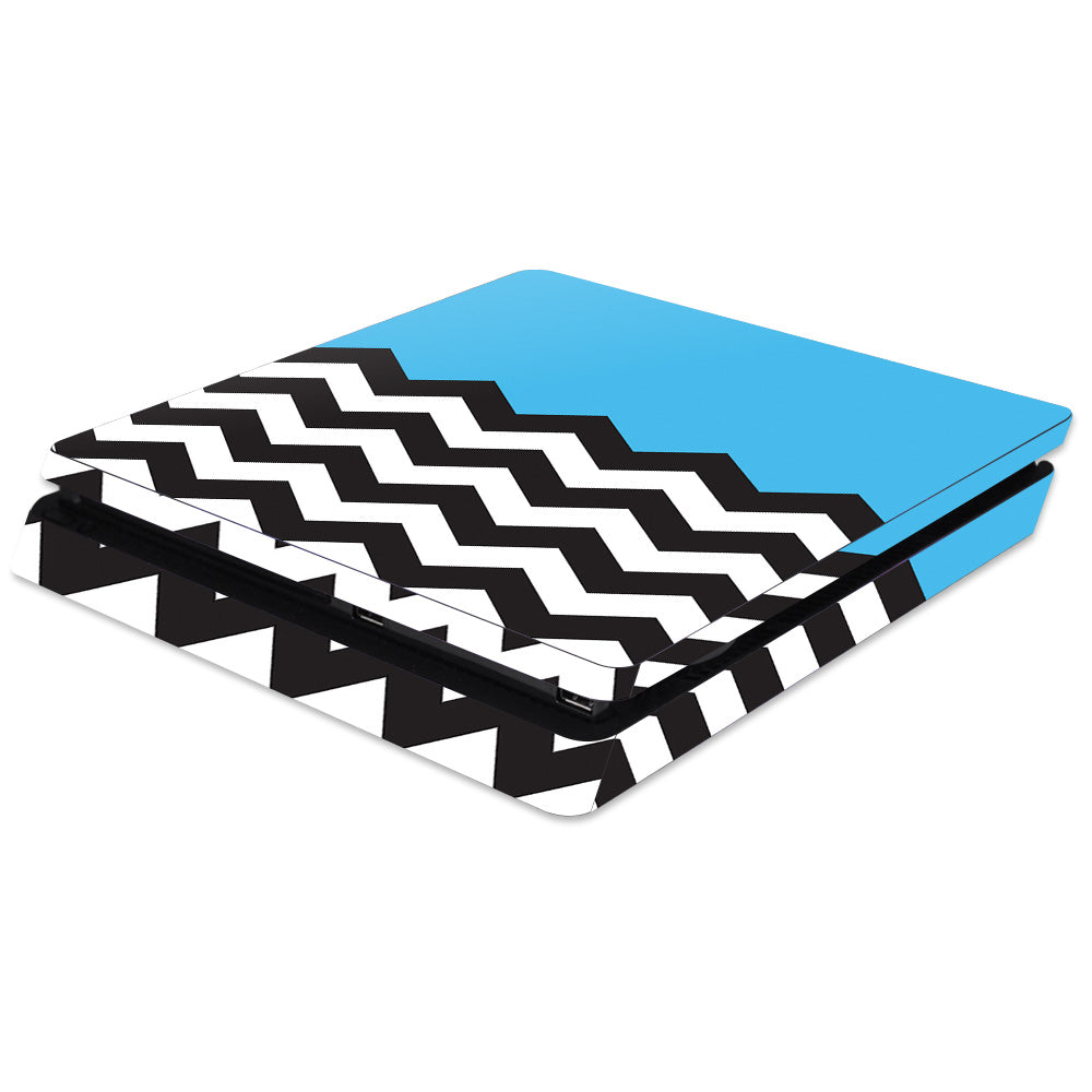 Baby Blue Chevron Skin For Sony PS4 Slim Console — MightySkins