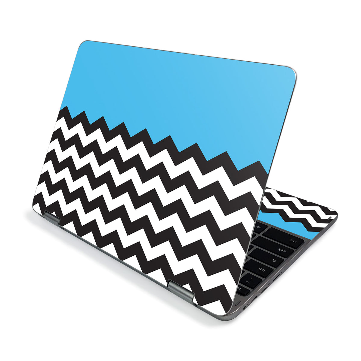 Baby Blue Chevron Skin For Chromebook Plus V2 12" (2019) — MightySkins