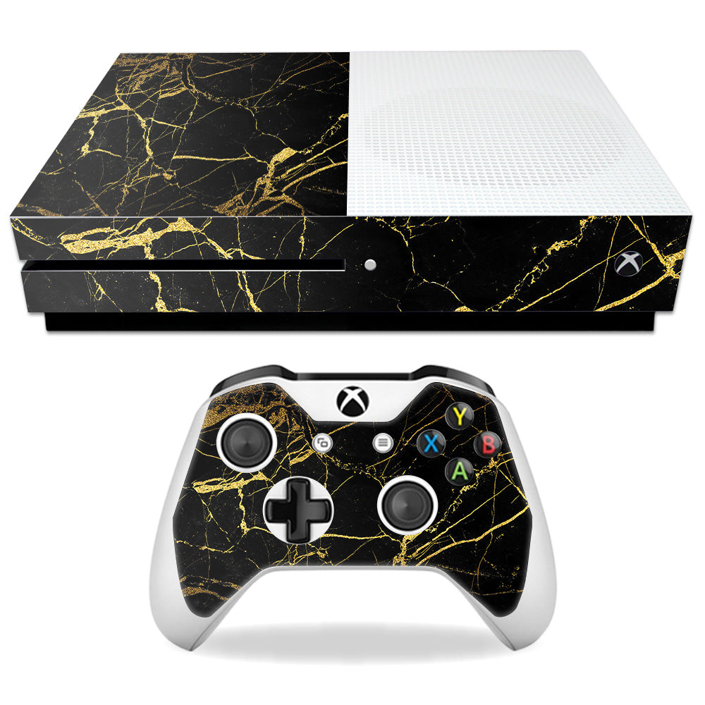 Black Gold Marble Skin For Microsoft Xbox One S — MightySkins