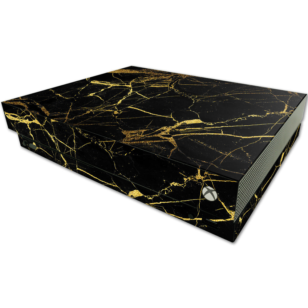 Black Gold Marble Skin For Microsoft One X Console Only — MightySkins