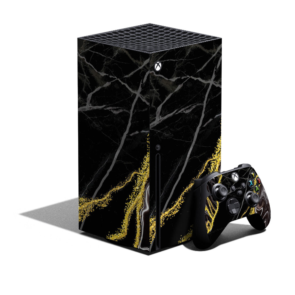 Black Marble Glitter Skin For XBOX Series X Bundle — MightySkins