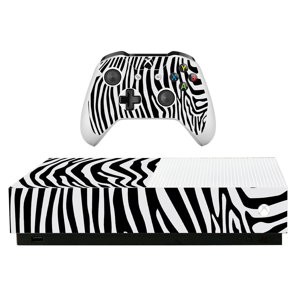 Black Zebra Skin For Microsoft Xbox One S All-Digital Edition — MightySkins