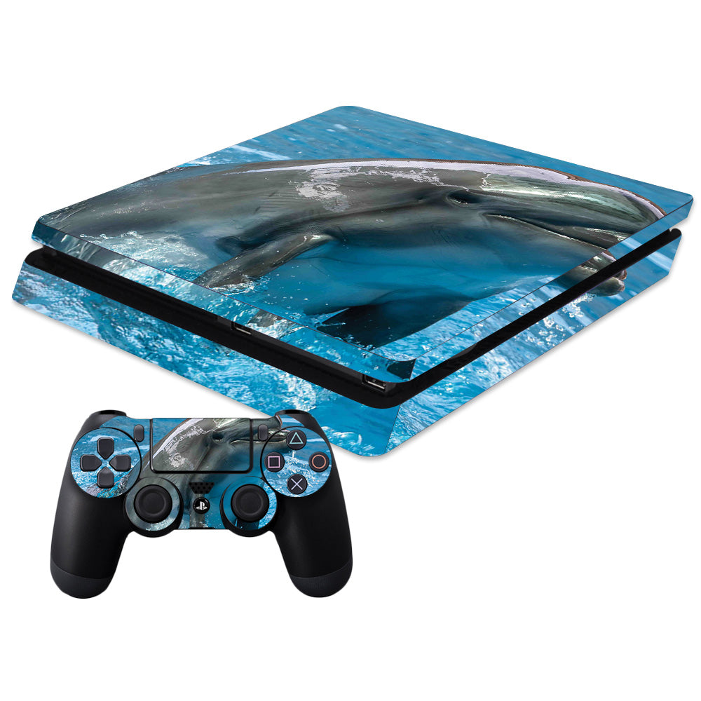 Dolphin Greeting Skin For Sony PS4 Slim & Controller Combo — MightySkins