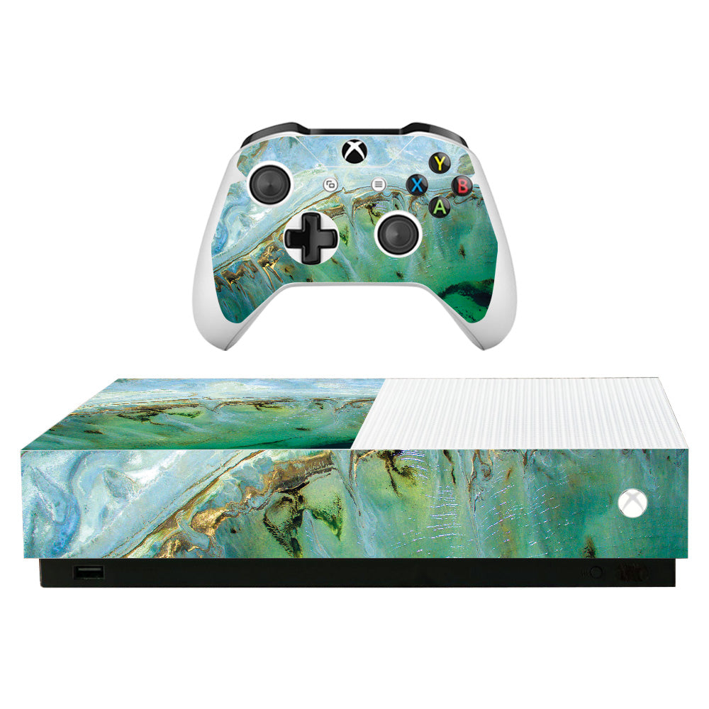 Green Shell Skin For Microsoft Xbox One S All-Digital Edition — MightySkins