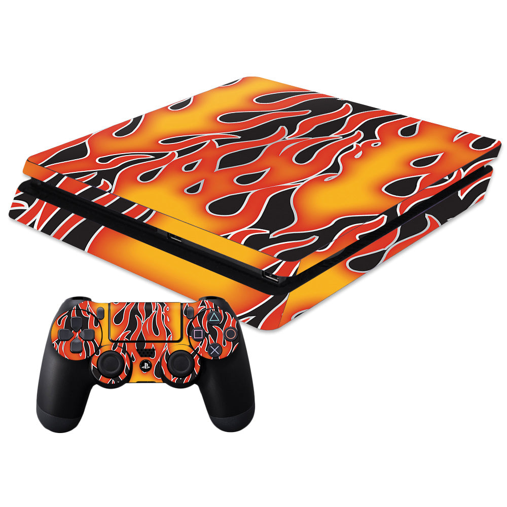 Hot Flames Skin For Sony PS4 Slim & Controller Combo — MightySkins