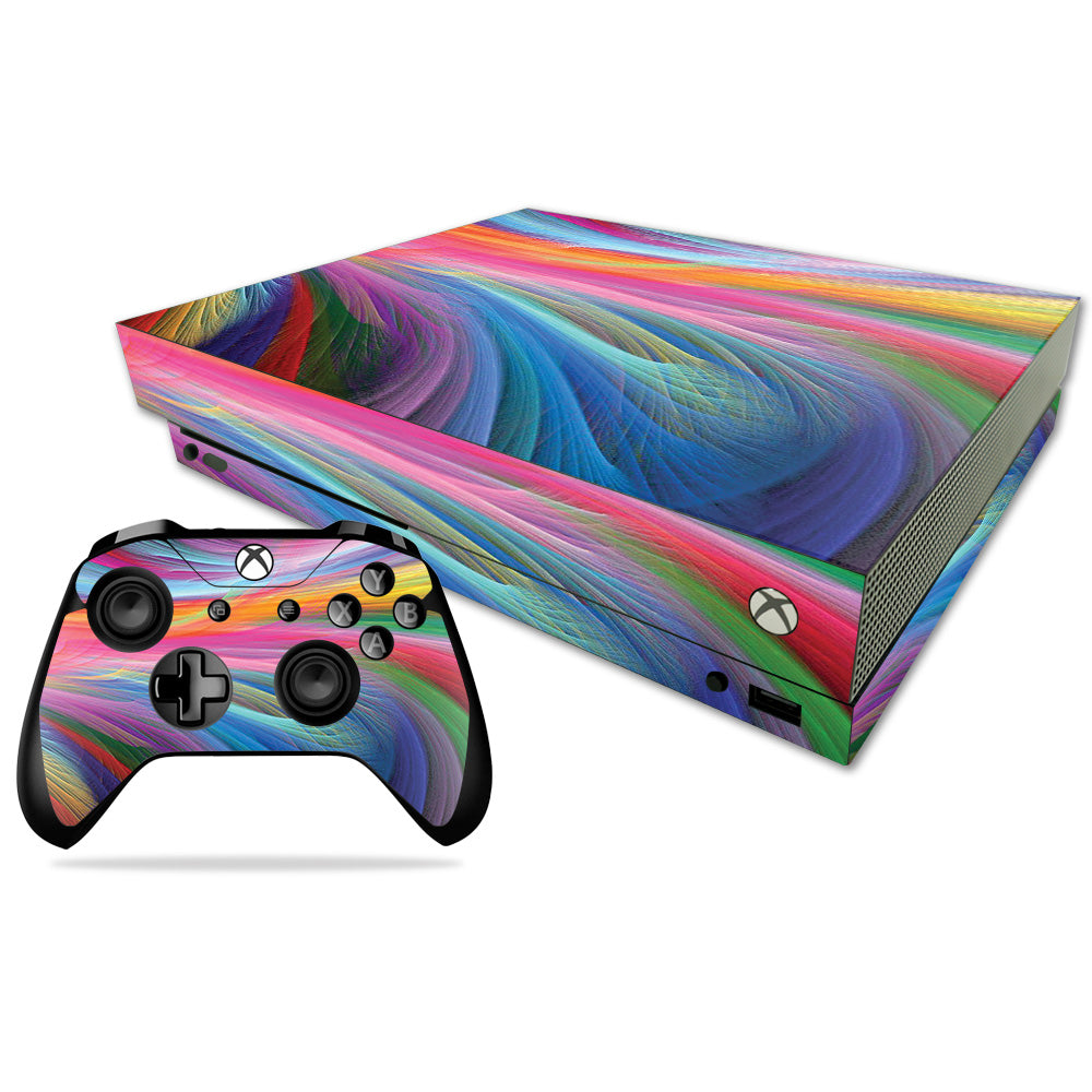 Rainbow Waves Skin For Microsoft Xbox One X — MightySkins