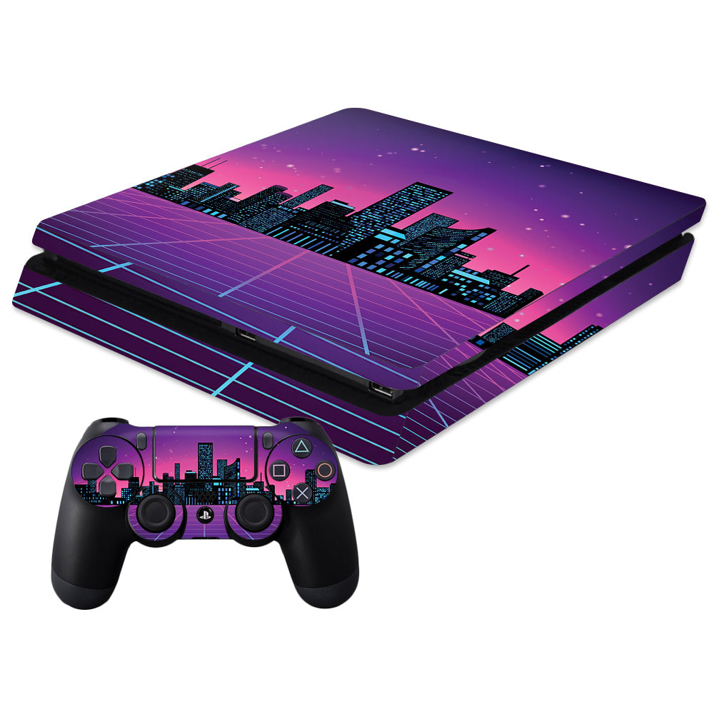 Synthwave City Skin For Sony PS4 Slim & Controller Combo — MightySkins