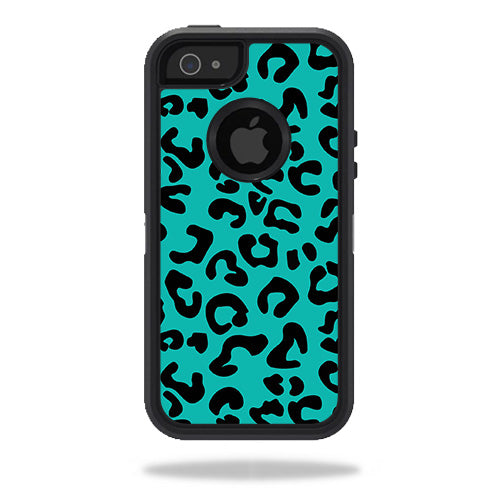 Teal Leopard Skin For OtterBox Defender iPhone 5/5s/SE Case — MightySkins