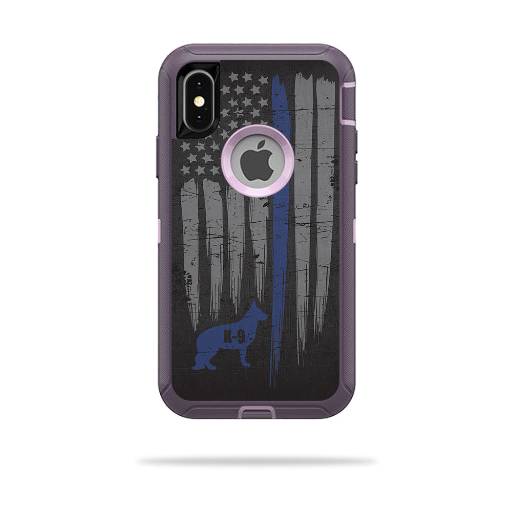 Thin Blue Line K9 Skin For OtterBox Defender iPhone X or XS Case ...