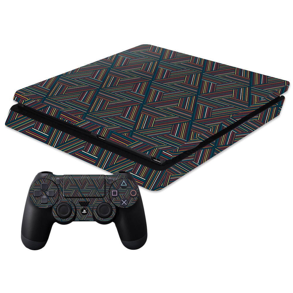 Triangle Stripes Skin For Sony PS4 Slim & Controller Combo — MightySkins