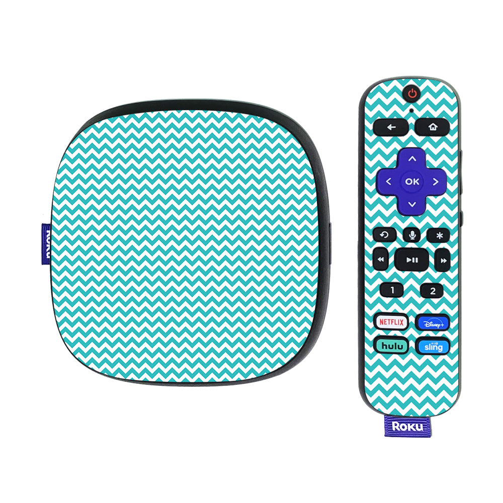 Turquoise Chevron Skin For Roku Ultra HDR 4K Streaming Media Player ...