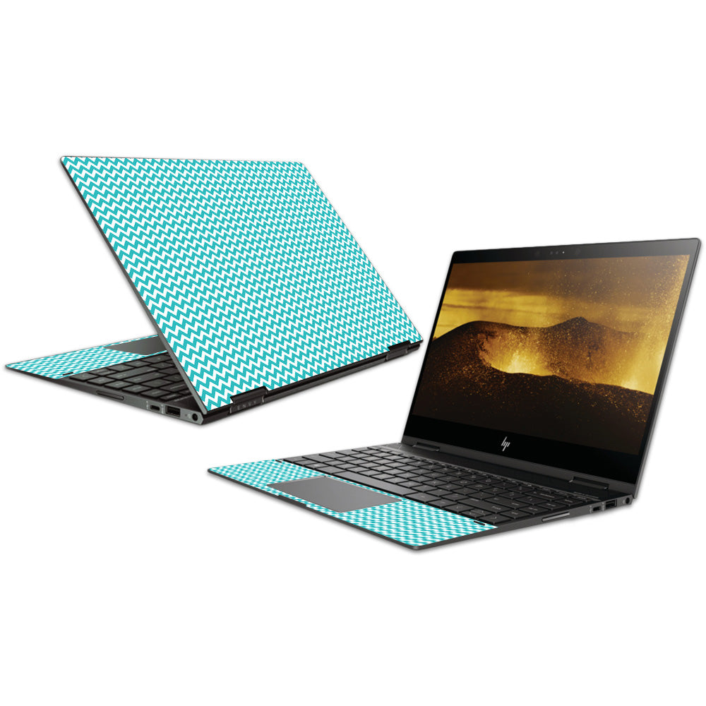 Turquoise Chevron Skin For Envy x360 Convertible 13" (2018) — MightySkins
