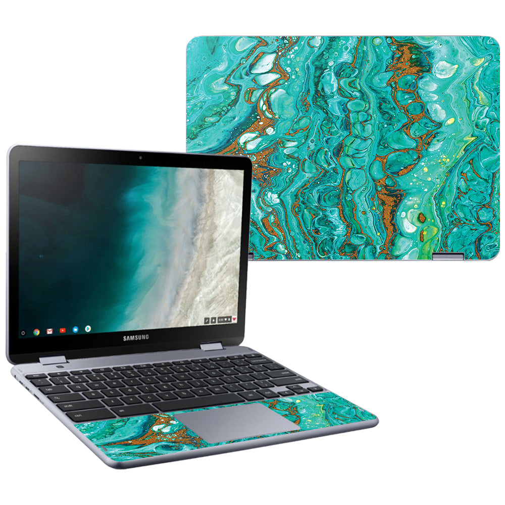 Turquoise Ripple Skin For Chromebook Plus LTE (2018) — MightySkins