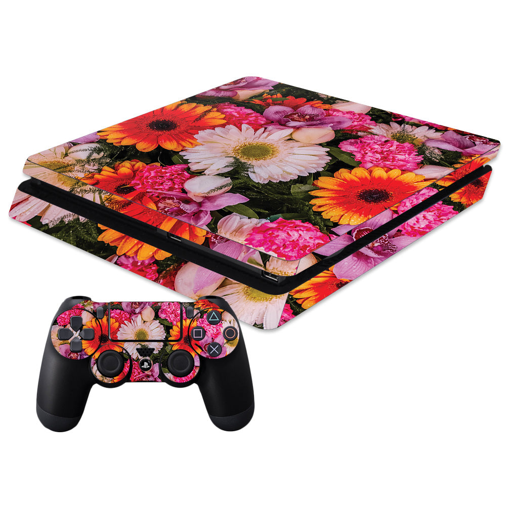 Watered Flowers Skin For Sony PS4 Slim & Controller Combo — MightySkins
