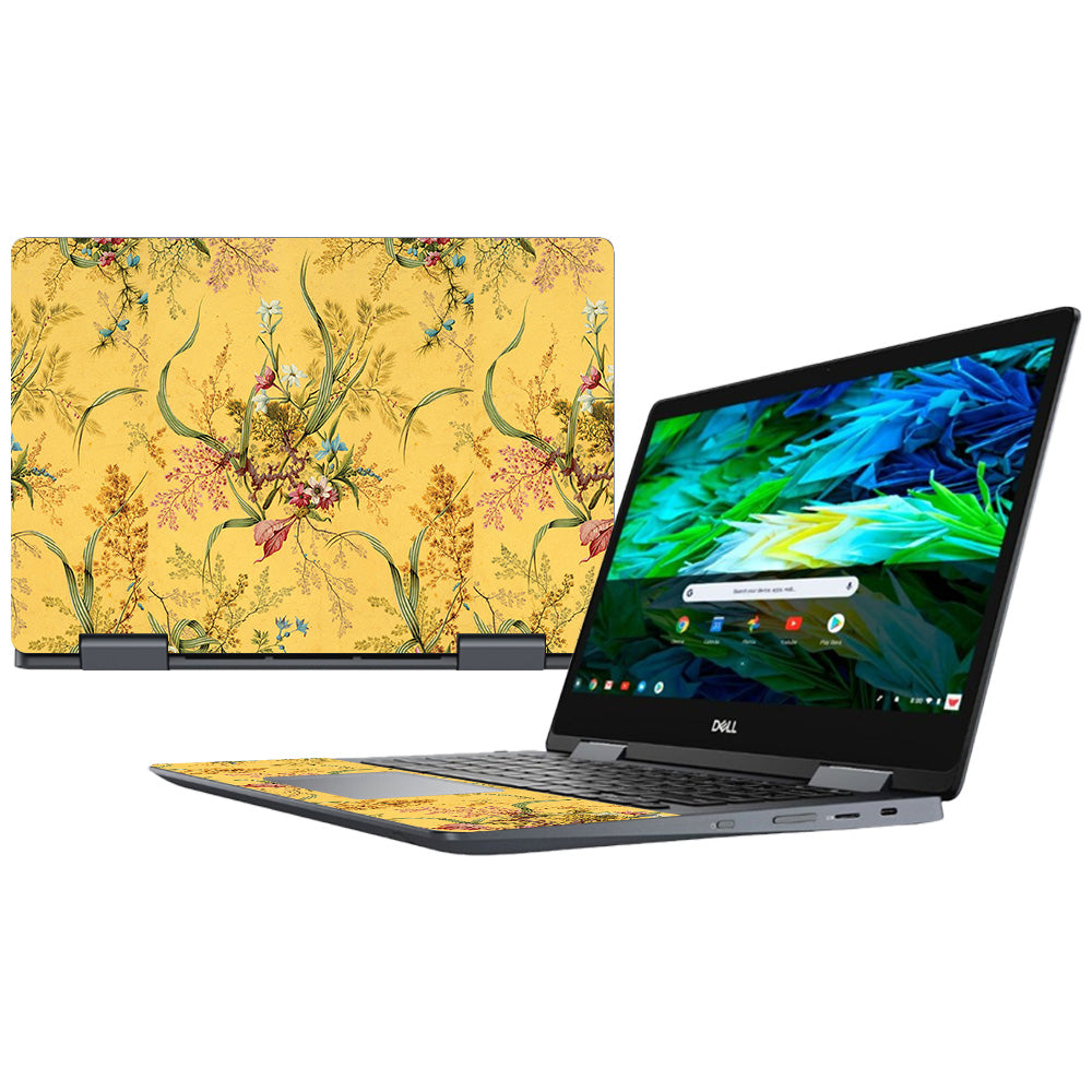 Yellow Marble End Skin For Inspiron Chromebook 14" (2018) — MightySkins